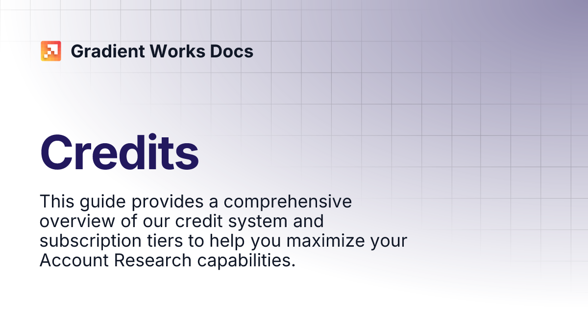 Credits | Gradient Works Docs